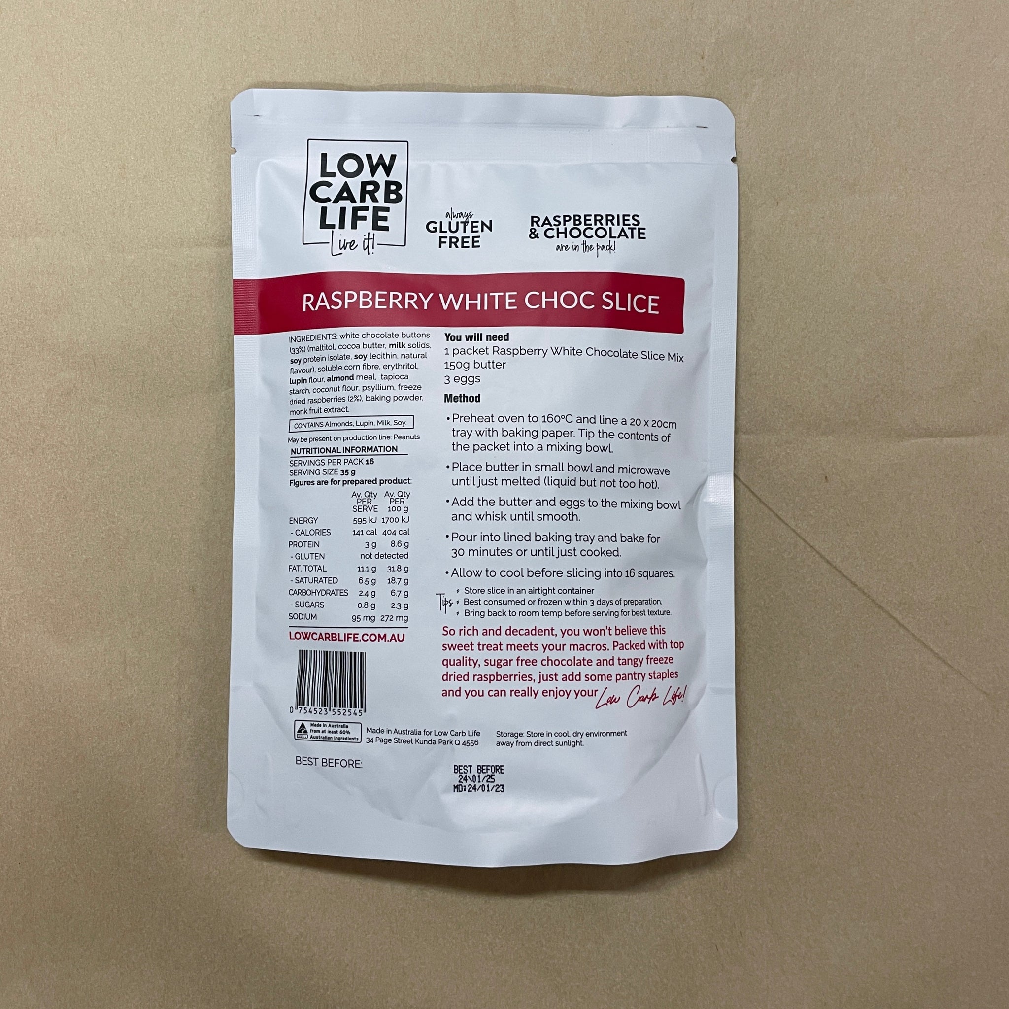 Keto Raspberry White Chocolate Slice – The Gluten Free Food Co